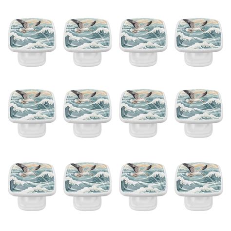 12 Pack Cabinet Knobs Square Knobs Sea Mew Drawers Cabinet Hardware