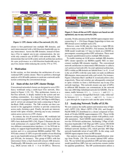 Optimized Network Architectures For Large Language Model Training With Billions Of Parameters