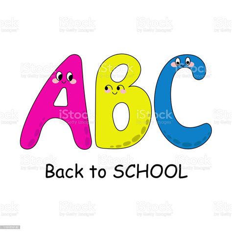 다시 학교로 귀여운 편지 귀여운 만화 알파벳입니다 벡터 0명에 대한 스톡 벡터 아트 및 기타 이미지 0명 검은색 과학 Istock