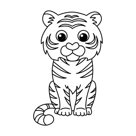 Premium Vector Cute Tiger Cartoon Coloring Page Illustration Vector