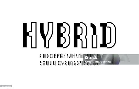 컨셉 폰트 현대 알파벳 트렌디 한 문자와 윤곽선과 조각으로 만든 숫자 벡터 일러스트 레이 션 10eps 0명에 대한 스톡 벡터