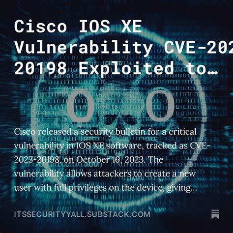 Cisco Warns Of Cve 2023 20198 Vulnerability Its Security Yall Posted On The Topic Linkedin
