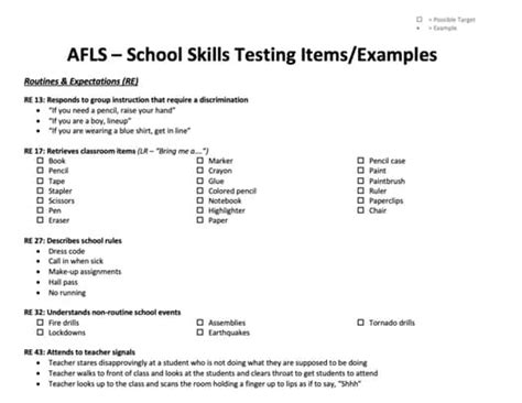 Afls School Skills Testing Materials Tpt