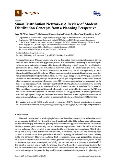 Pdf Smart Distribution Networks A Review Of Modern Distribution Concepts From A Planning