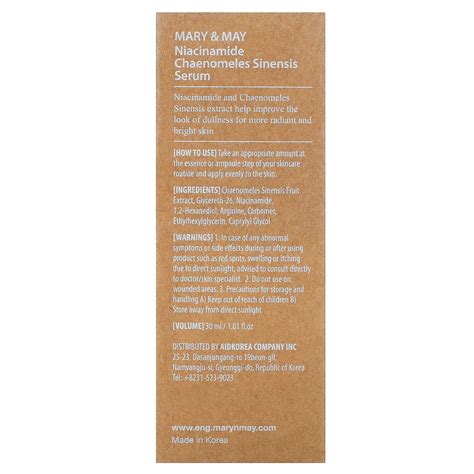 Mary & May, Niacinamide + Chaenomeles Sinensis, Serum, 1.01 fl oz (30 ml)