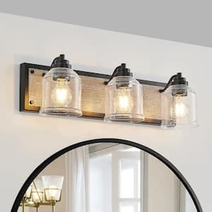 Jusheng 18 5 In 3 Light Black Farmhouse Rustic Bathroom Vanity Light