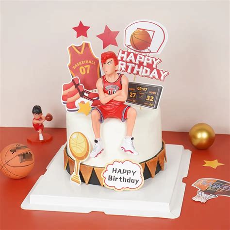 케이크 토퍼 농구 후프 그물 스타 생일 축하 깃발 Anniversaire Diy 베이킹 용품 컵케익 Toppers 베이비 샤워