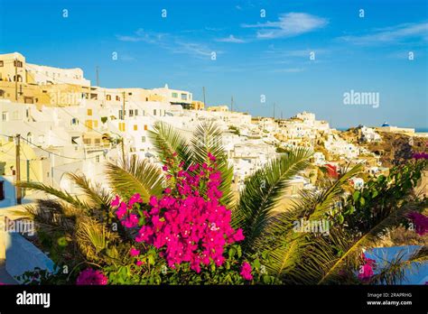 Scenic View Of Santorini Caldera Cliff Face With Traditional White