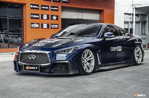 바디 키트 인피니티 Q60 Cmst 스타일 프론트 범퍼 리어 범퍼 탄소 섬유 프론트 립 리어 디퓨저 사이드 스커트 및 트렁크