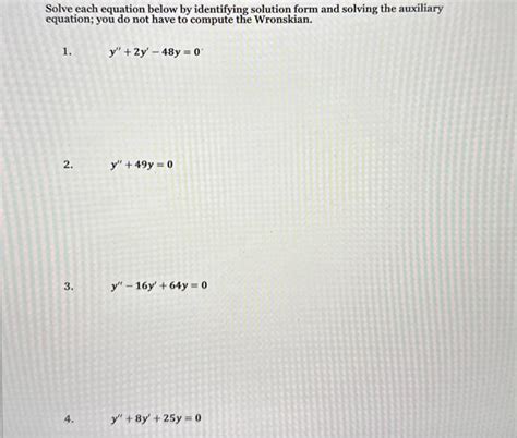Solved Solve Each Equation Below By Identifying Solution Chegg Com