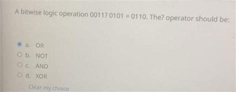 solved a bitwise logic operation 0011 0101 0110 ﻿the