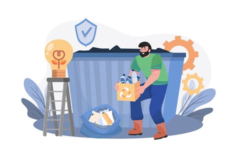 Concepto De Ilustración De Gestión De Residuos Sobre Fondo Blanco