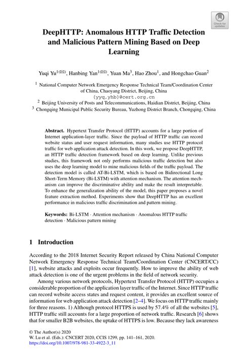 Pdf Deephttp Anomalous Traffic Detection And Malicious Pattern Mining Based On Deep Learning