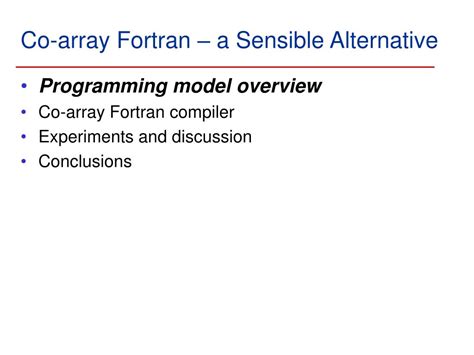 ppt co array fortran performance and potential an npb experimental