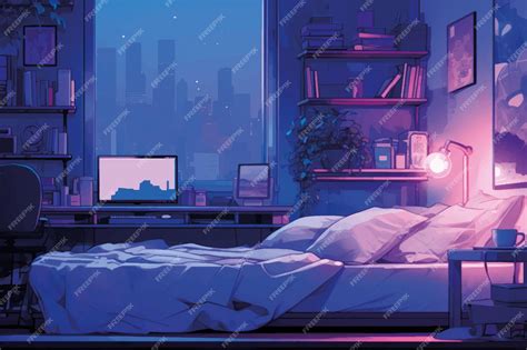 Premium Vector Cozy Nighttime Bedroom Workspace