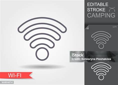 와이파이 아이콘 벡터 무선 인터넷 기호 편집 가능한 획이 있는 윤곽선 아이콘입니다 그림자가 있는 캠핑의 선형 기호입니다 0명에 대한 스톡 벡터 아트 및 기타 이미지 Istock