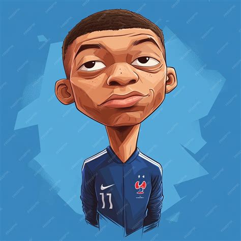 Kylian Mbappe Cartoon Illustration Premium Ai Generated Image