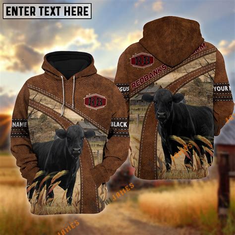 Uni Personalized Name Farm Black Angus Cattle Hoodie 2 For Redbanks Be