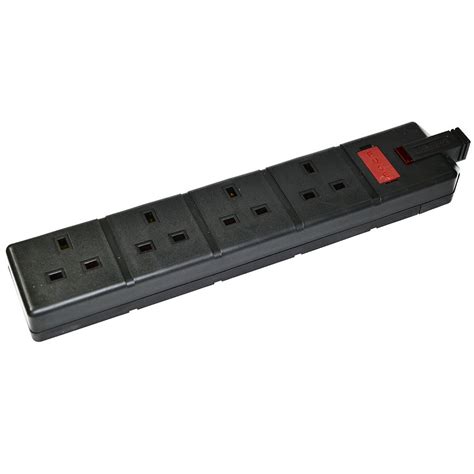 Permaplug 4 Gang 13a Socket Black Unwired Shopwl