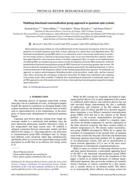 Pdf Multiloop Functional Renormalization Group Approach To Quantum Spin Systems