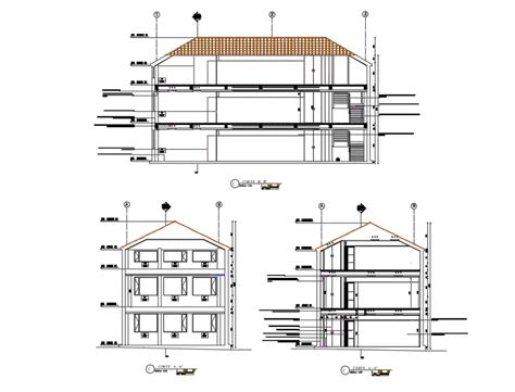 Multi Story Corporate Building All Sided Sectional Details Dwg File