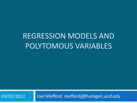 ppt regression models and polytomous variables powerpoint presentation id 6096683