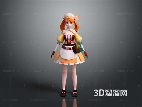 现代 游戏角色 卡通美女 动漫美女 动画美女 卡通女孩su模型下载版本：sketchup 80及以上 3d溜溜网
