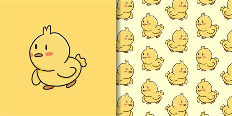 Premium Vector Hand Drawn Cute Chick With Seamless Pattern