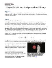 Lab Projectile Motion Pdf Projectile Motion Background And Theory Objective In This