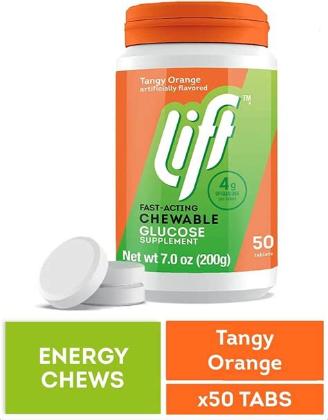 Lift Fast Acting Glucose Chewable Energy Tablets Orange 50 Ct Jar 50 Count Pack Of 1 Boost