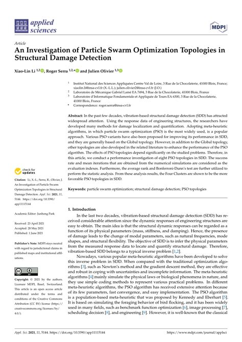 pdf an investigation of particle swarm optimization topologies in