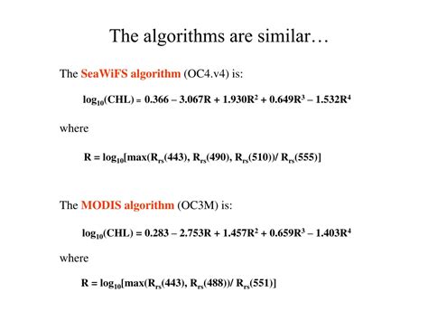 ppt evolution of chlorophyll algorithms for ocean color satellites
