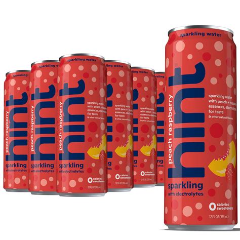 Hint Sparkling Water Sch4 Peach Raspberry Canned Flavored Water