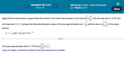Solved Apply Eulers Method Twice To Approximate The