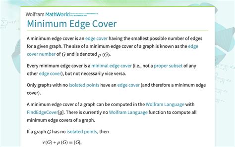 Minimum Edge Cover From Wolfram Mathworld