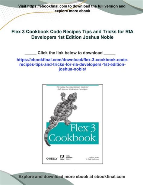 Pdf Flex 3 Cookbook Code Recipes Tips And Tricks For Ria Developers 1st