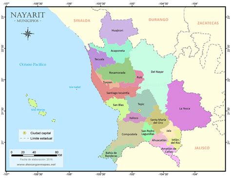 Mapa De Municipios De Nayarit Descargar Mapas