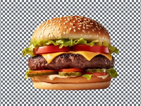 투명 배경에 고립 된 맛있는 클래식 버거 프리미엄 Psd 파일