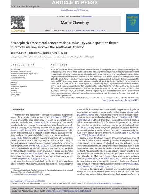 Pdf Atmospheric Trace Metal Concentrations Solubility And Deposition Fluxes In Remote Marine