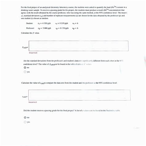 Solved For The Final Project Of An Analytical Chemistry