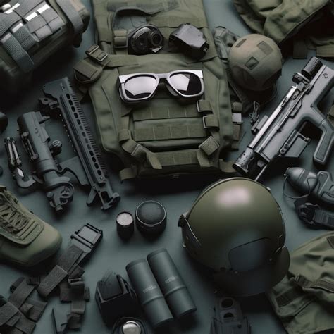 Premium Ai Image A Collection Of Different Items Including A Backpack Sunglasses And A Gun