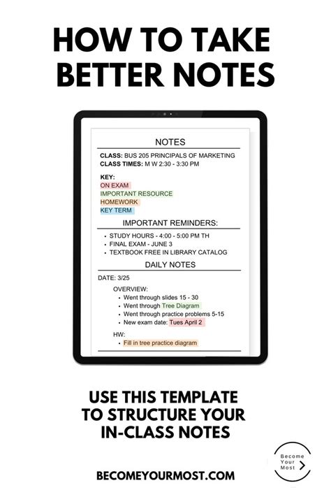 How To Take Better Notes Use This Template To Structure Your In Class