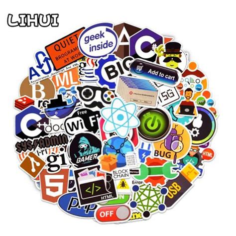 103050 Programming Stickers Pack For Laptop Phone Fridge Guitar Car Software Waterproof Geek