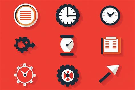 Flat Design Icons Representing Time Management Premium Ai Generated Vector