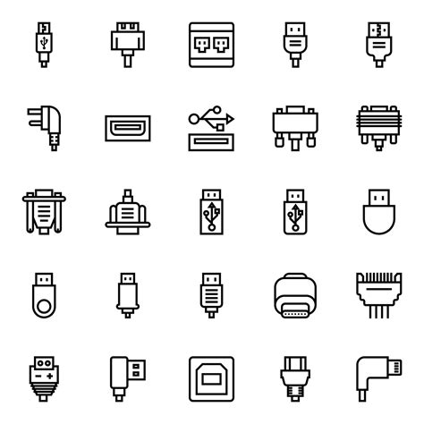 Outline Icons For Connectors And Cables 20410685 Vector Art At Vecteezy