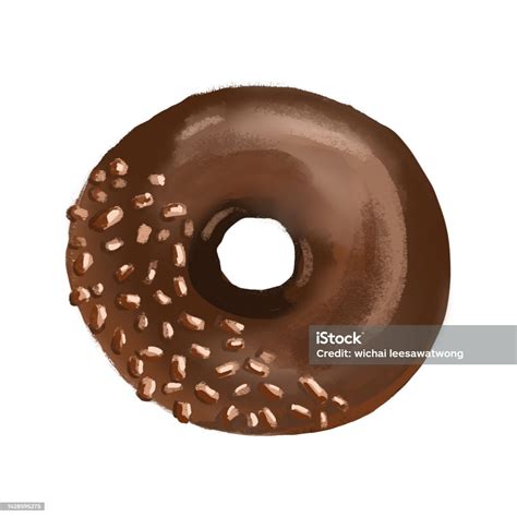 초콜릿 도넛 수채화 손으로 그린 그림 흰색 배경에서 격리하십시오 갈색에 대한 스톡 벡터 아트 및 기타 이미지 갈색 건강에 좋지 않은 음식 건강하지 못한 생활방식
