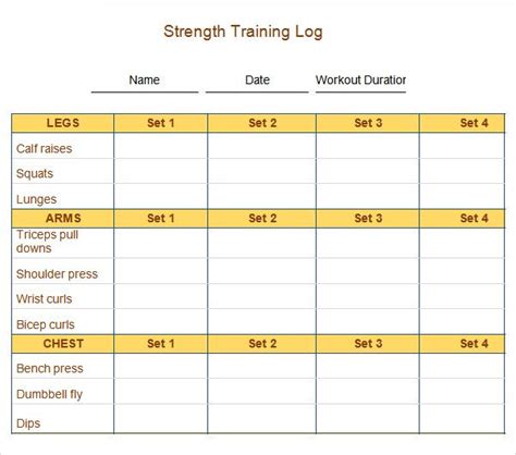 Sample Workout Log Template 8 Download In Word PDF PSD Workout Plan Template Workout Log