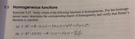 Solved 5 Homogeneous functions Exercise 9.27 Verify which of | Chegg.com