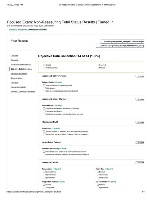 Focused Exam Non Reassuring Fetal Status Objective Data Rnsg 2263 Maternity Stuvia Us