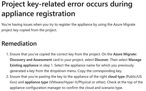 the azure migrate project key validation has failed microsoft qanda